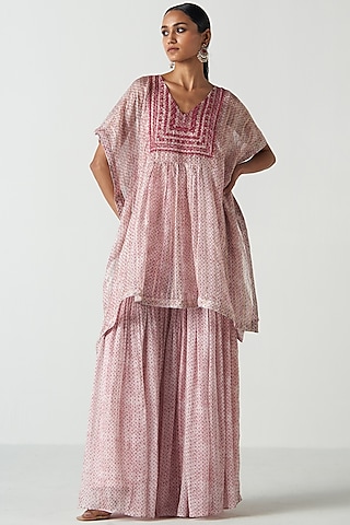 Purple Organza & Lurex Screen Printed Gharara Set by Studio Bagechaa at ...