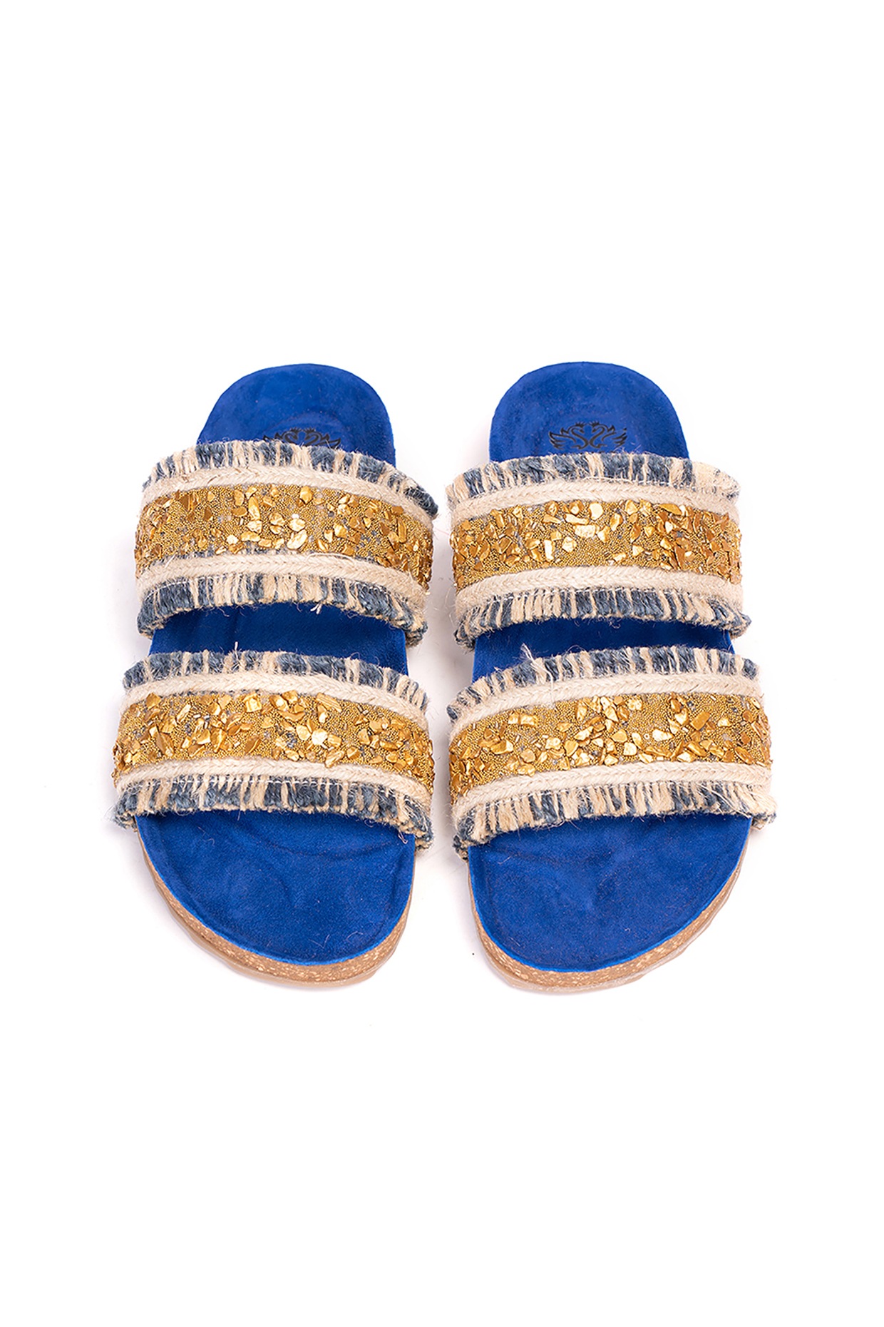 Royal Blue Genuine Leather Embellished Flats by STILISTA at Pernia's ...
