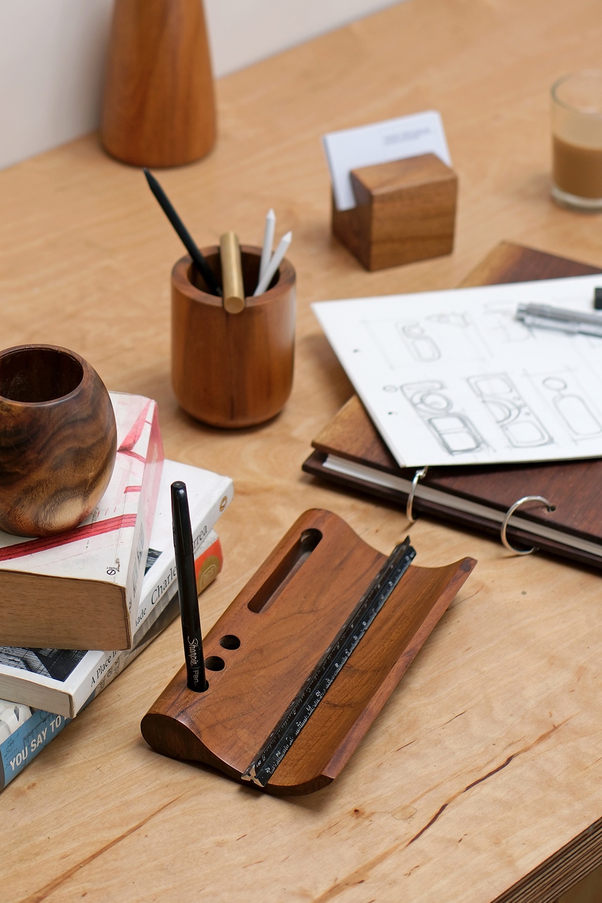 Brown Reclaimed Teak Wood Desk Organiser by Studio Indigene at Pernia's ...