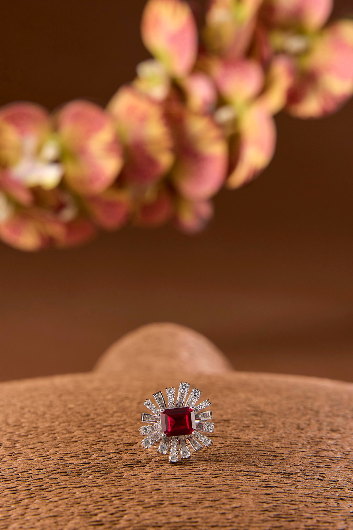 White Gold Finish Eurostar & Ruby Ring In Sterling Silver by STELLA ...