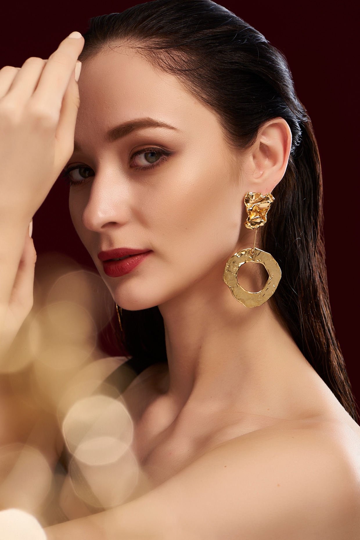Gold Finish Handcrafted Dangler Earrings by Studio Metallurgy at Pernia ...
