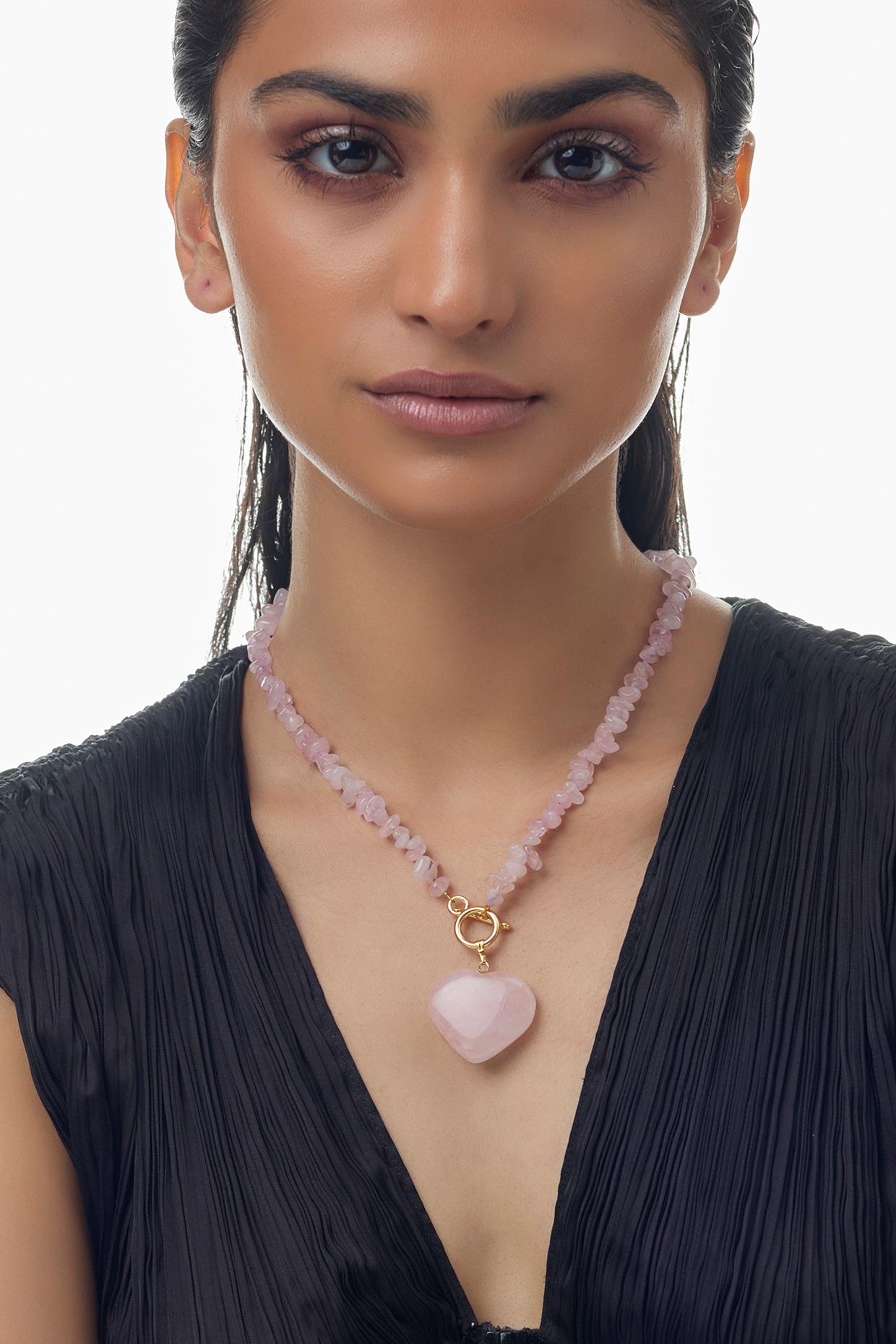 Pink Quartz Heart Necklace by Studio6 Jewels at Pernia's Pop Up Shop 2025