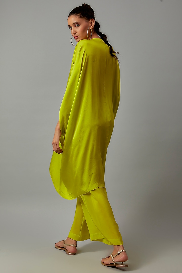 Lime Green Silk Tunic Set by STEPHANY at Pernia's Pop Up Shop 2024
