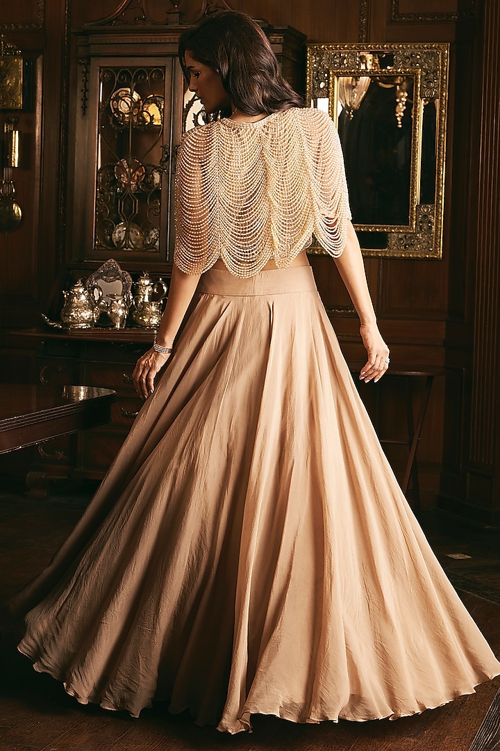 Golden Organza Hand Embroidered Wedding Lehenga Set by Studio22 by ...