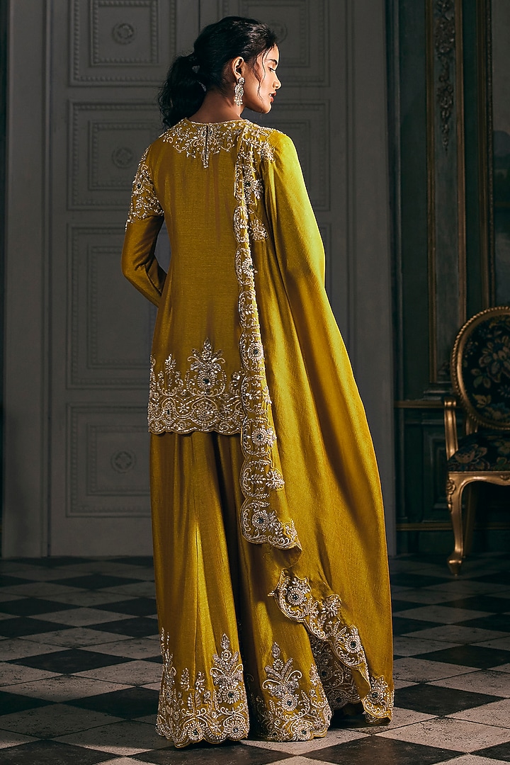 Mustard Silk Blend Embroidered Kurta Set by Studio22 by Pulkita Arora ...
