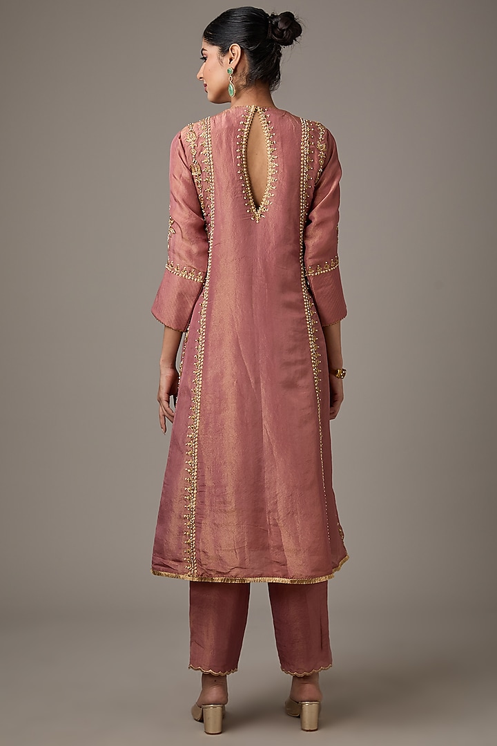 Pink Tissue Dori Hand Embroidered Kurta Set by Studio A at Pernia's Pop ...