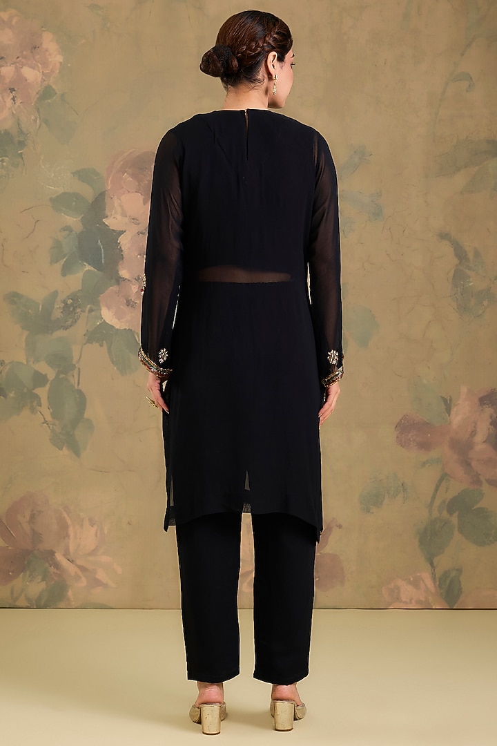 Black Georgette Embroidered Kurta Set by Studio A at Pernia's Pop Up ...