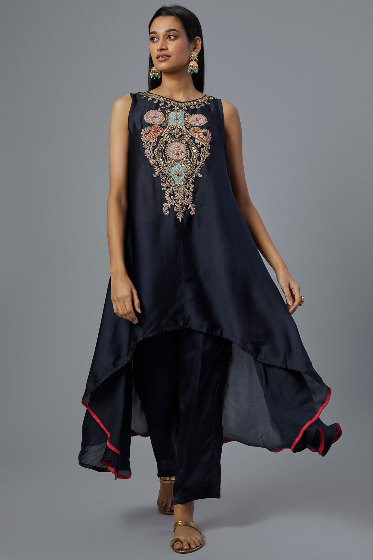 Cobalt Blue Organza Cape Set by Studio A at Pernia's Pop Up Shop 2025