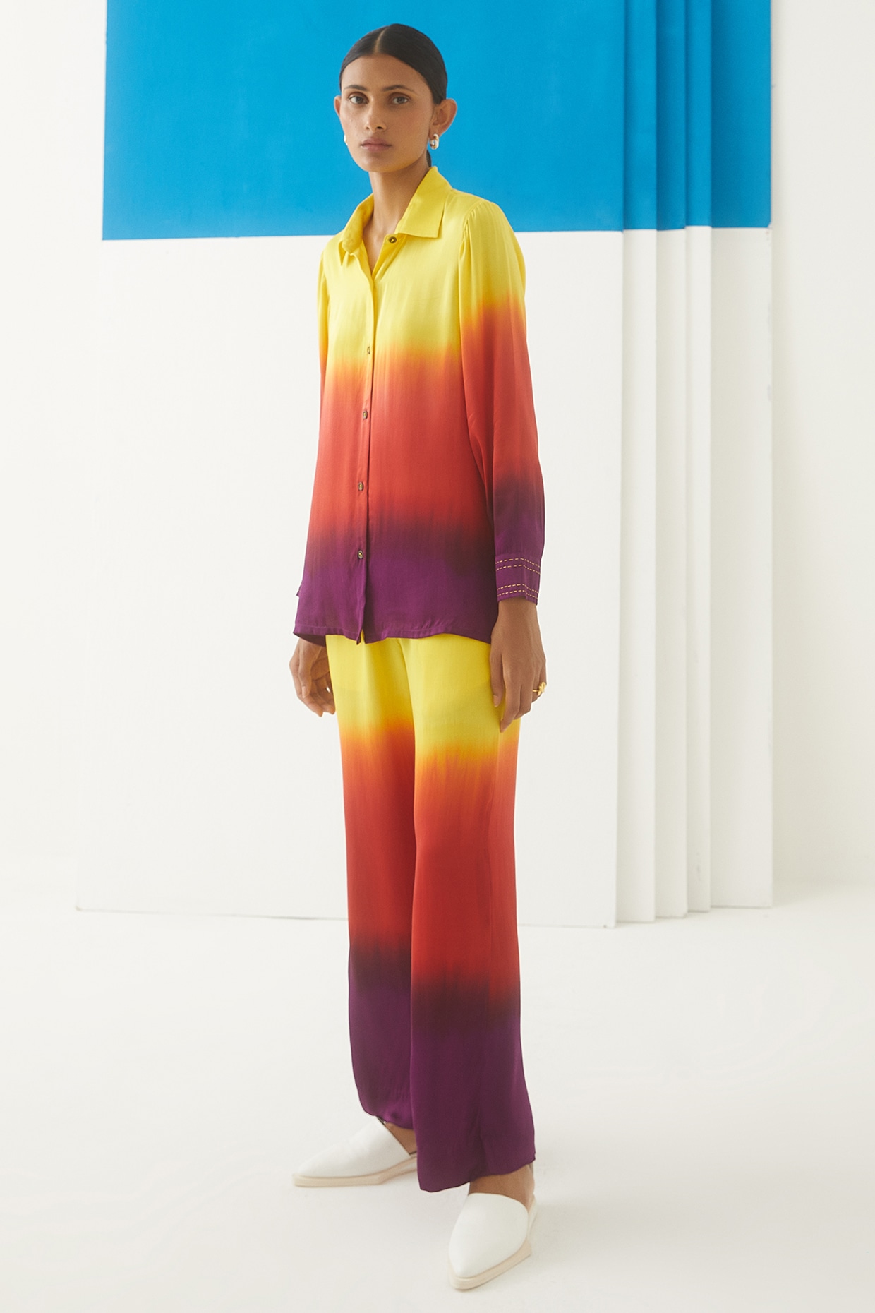 Multi-Colored Vegan Silk Tie-Dyed Co-Ord Set by Studio Rigu at Pernia's ...