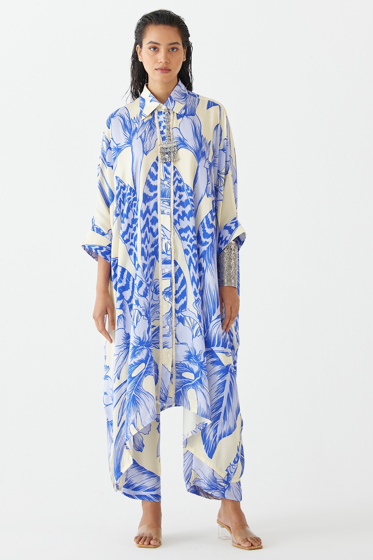 Blue Vegan Silk Printed Co-Ord Set by Studio Rigu at Pernia's Pop Up ...