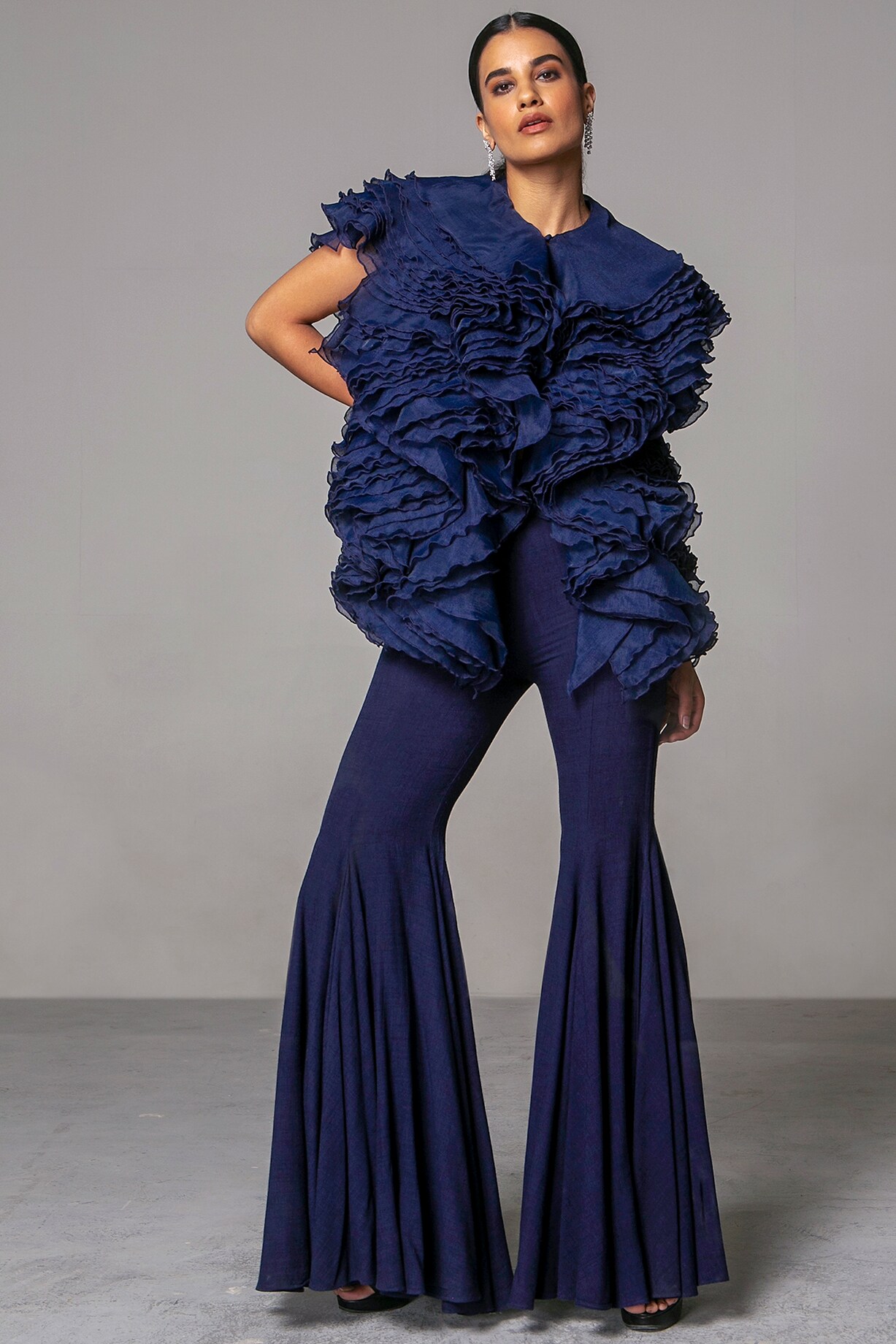 Navy Blue Bell Bottoms by Siddartha Tytler at Pernia's Pop Up Shop 2026