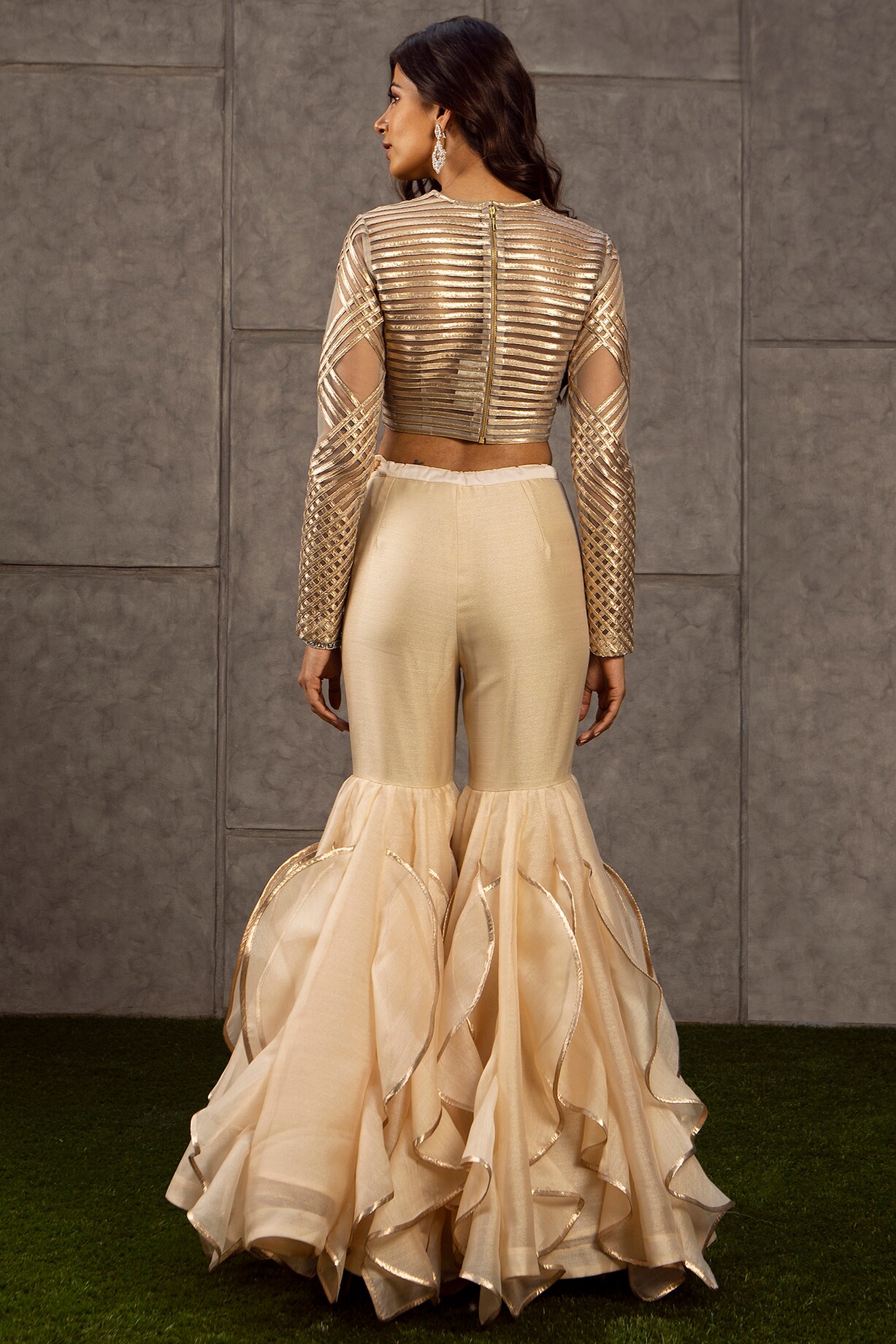 Beige Kalidar Sharara Pants by Siddartha Tytler at Pernia's Pop Up Shop ...