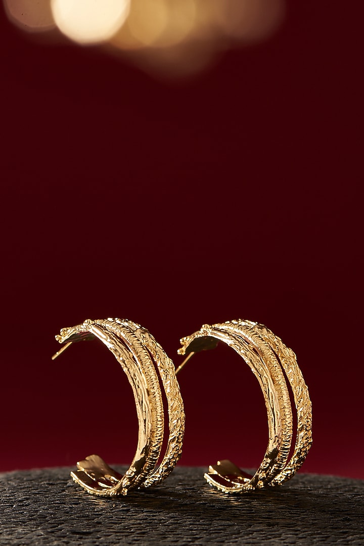 Gold Finish Handcrafted Dangler Earrings by Studio Metallurgy at Pernia ...