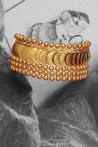Gold Plated Overlay Coin Temple Handcuff by Suhani Pittie at Pernia's ...