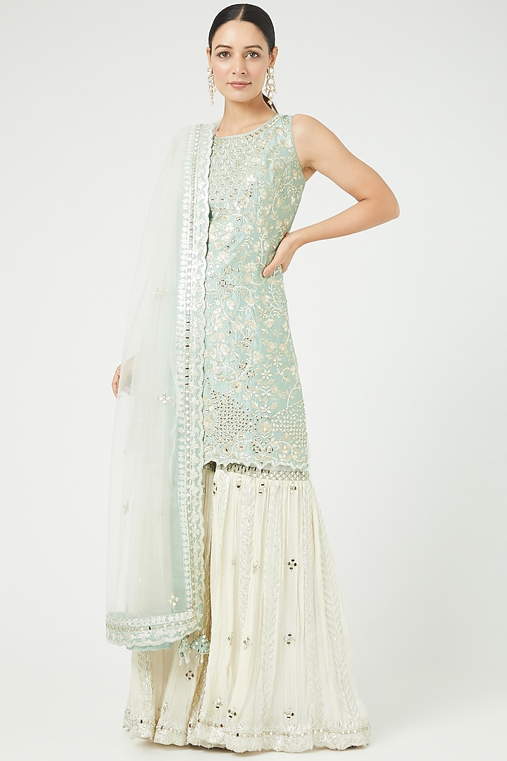 White Slub Silk Gharara Set by Suhino at Pernia's Pop Up Shop 2025