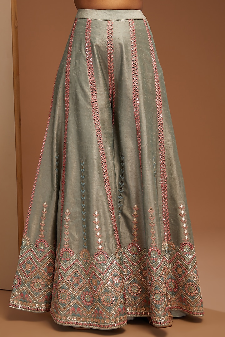 Grey Slub Silk Embroidered Sharara Set Design by Suhino at Pernia's Pop ...