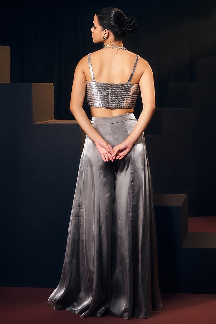 Grey Tissue Organza Silk Pant Set by Suruchi Parakh at Pernia's Pop Up ...