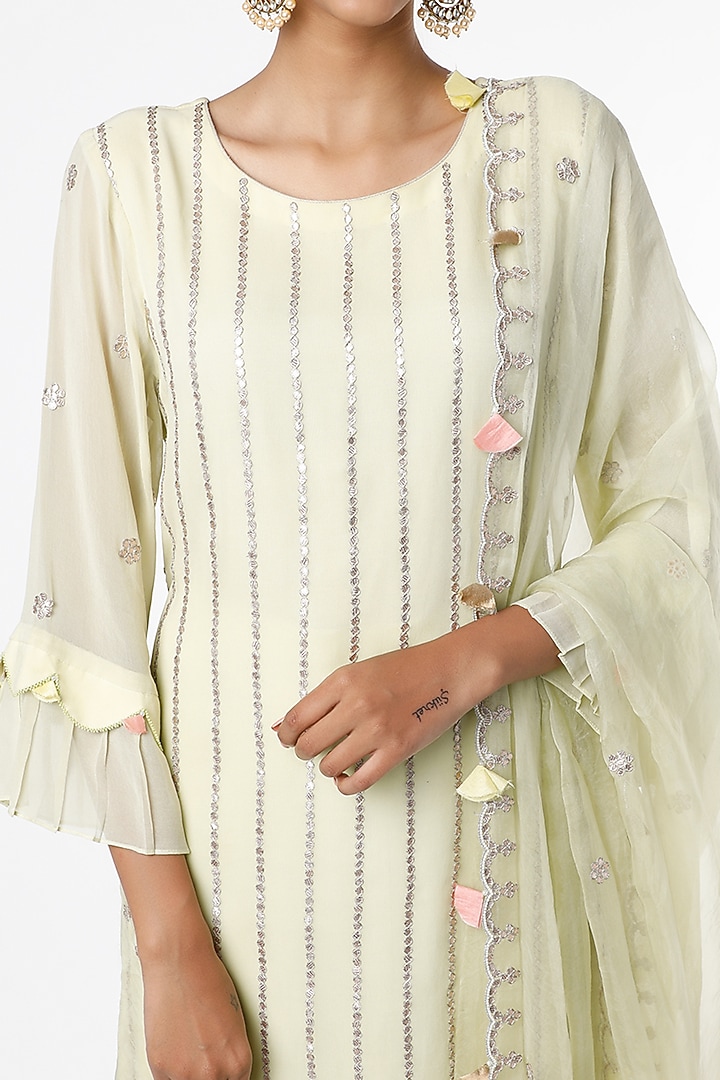Pastel Green Georgette Sharara Set Design by Surabhi Arya at Pernia's ...