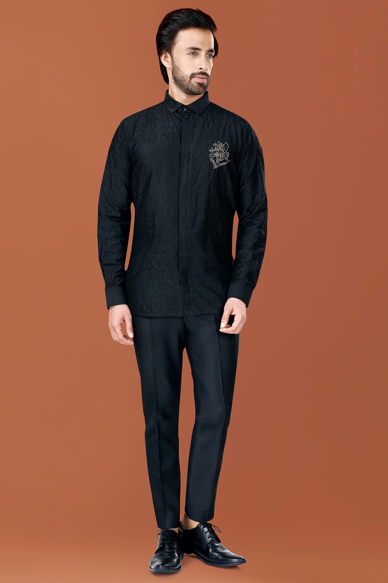 Black Cotton Silk Zari Embroidered Co-Ord Set by SURBHI PANSARI at ...