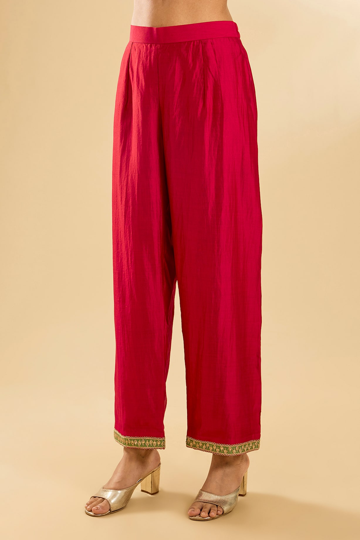 Deep Red Spun Silk Zardosi Work Wedding Anarkali Set by SURBHI SHAH at Pernia's Pop Up Shop 2025