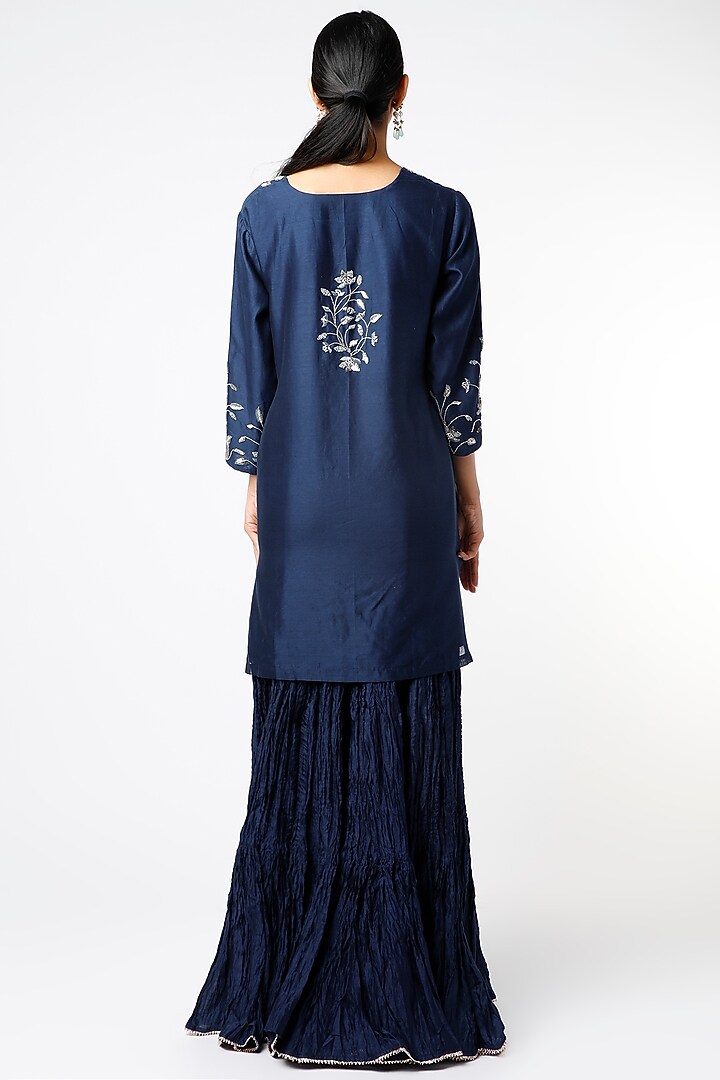 Dark Blue Pure Chanderi Sharara Set by SURBHI SHAH at Pernia's Pop Up ...