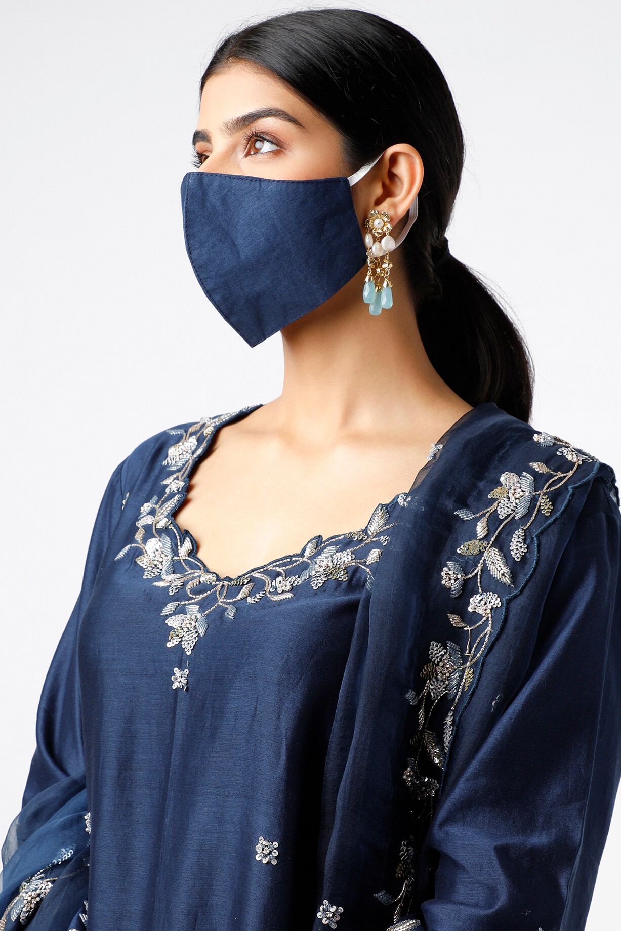 Dark Blue Pure Chanderi Sharara Set by SURBHI SHAH at Pernia's Pop Up ...