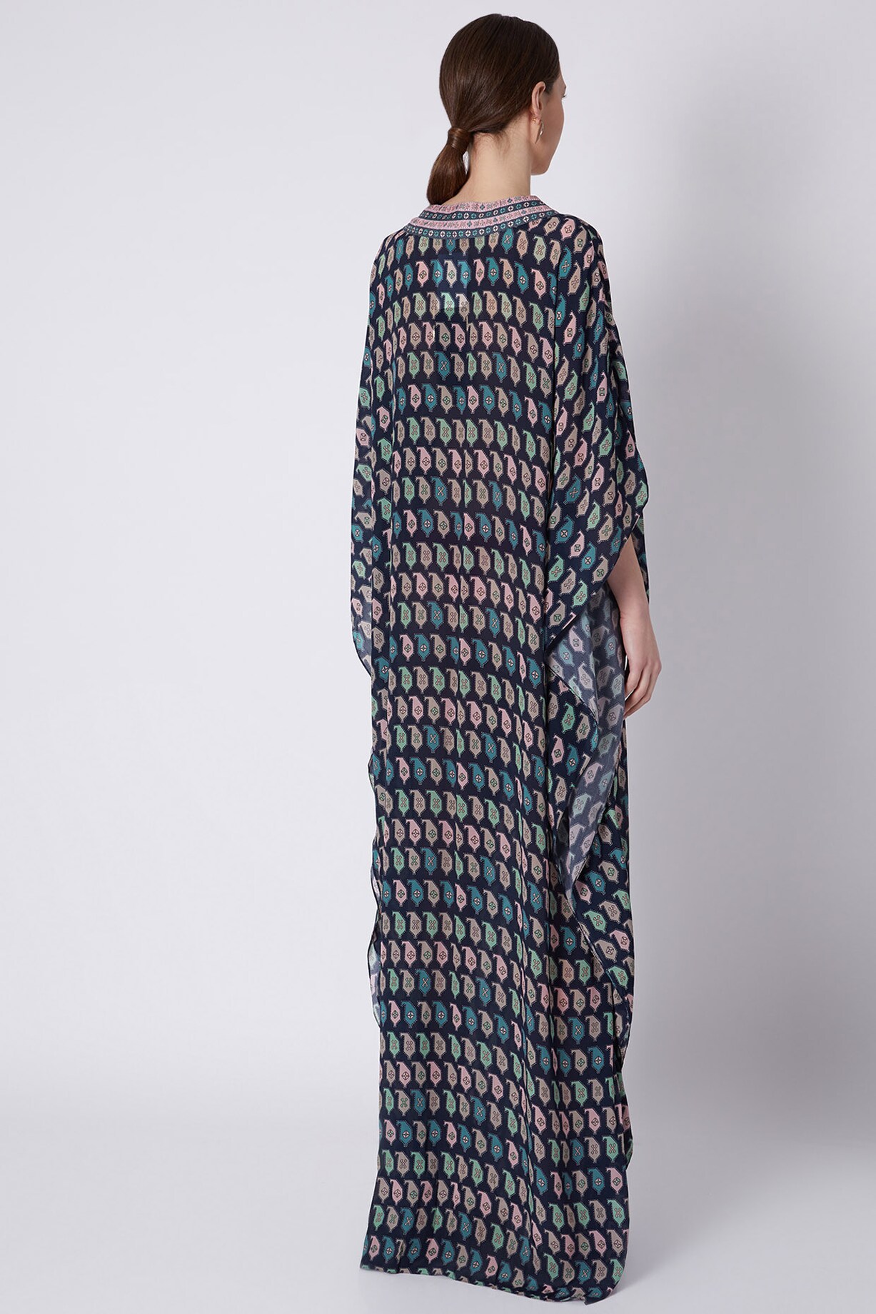 Persian Blue Paisley Print Kaftan by SVA BY SONAM & PARAS MODI at ...