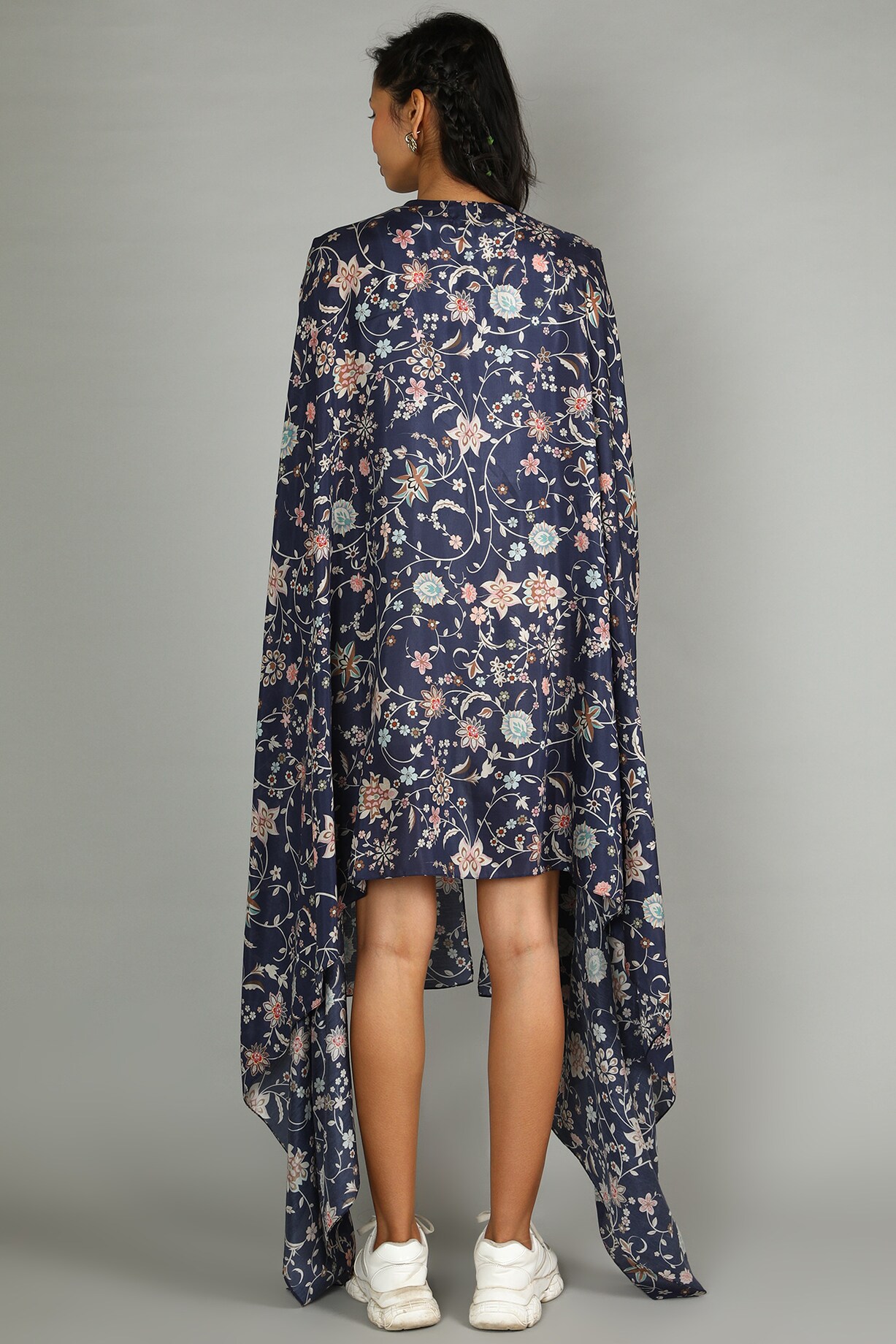Cobalt Blue Floral Printed Cape by Sva By Sonam & Paras Modi at Pernia ...