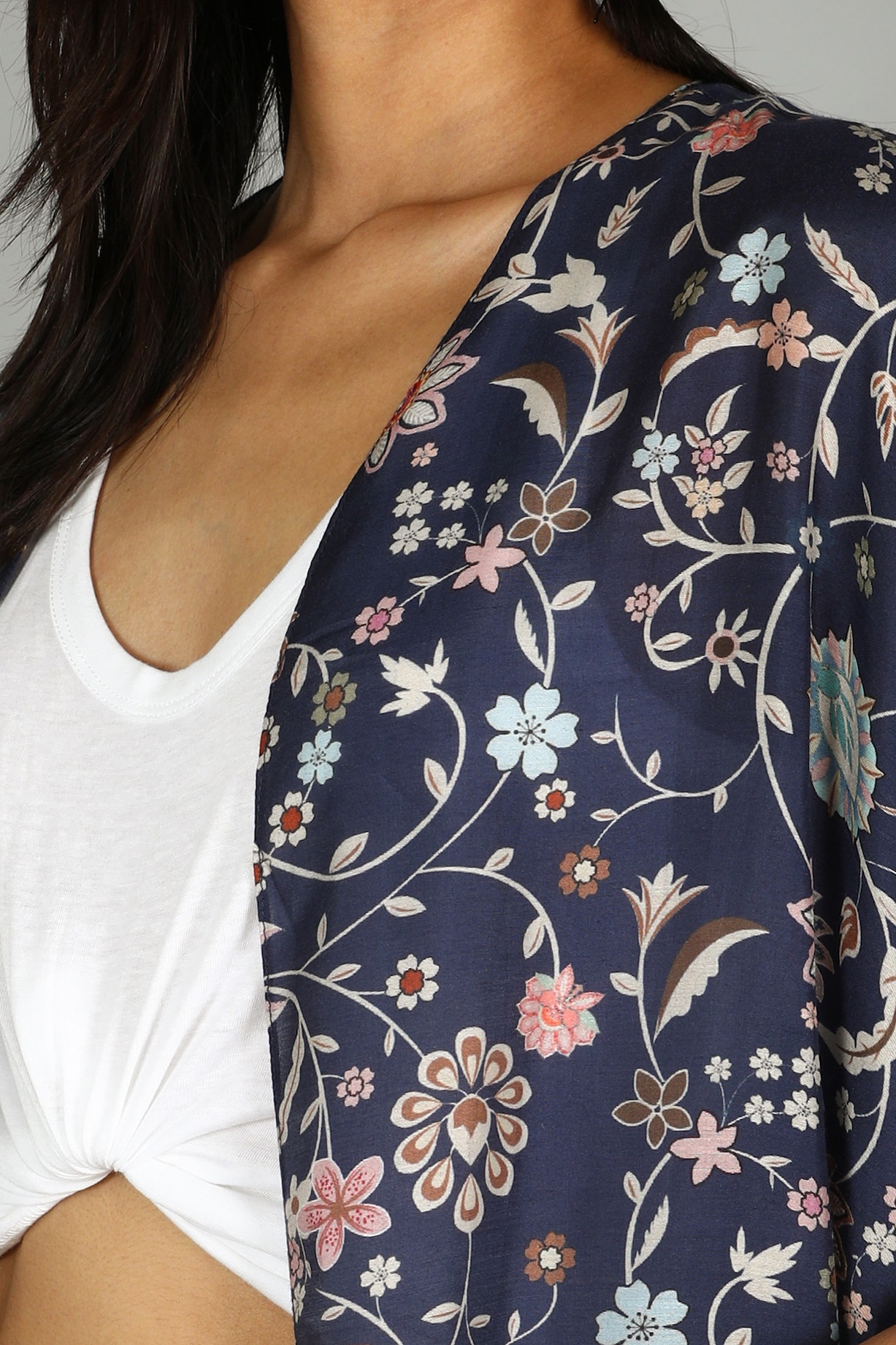 Cobalt Blue Floral Printed Cape by Sva By Sonam & Paras Modi at Pernia ...
