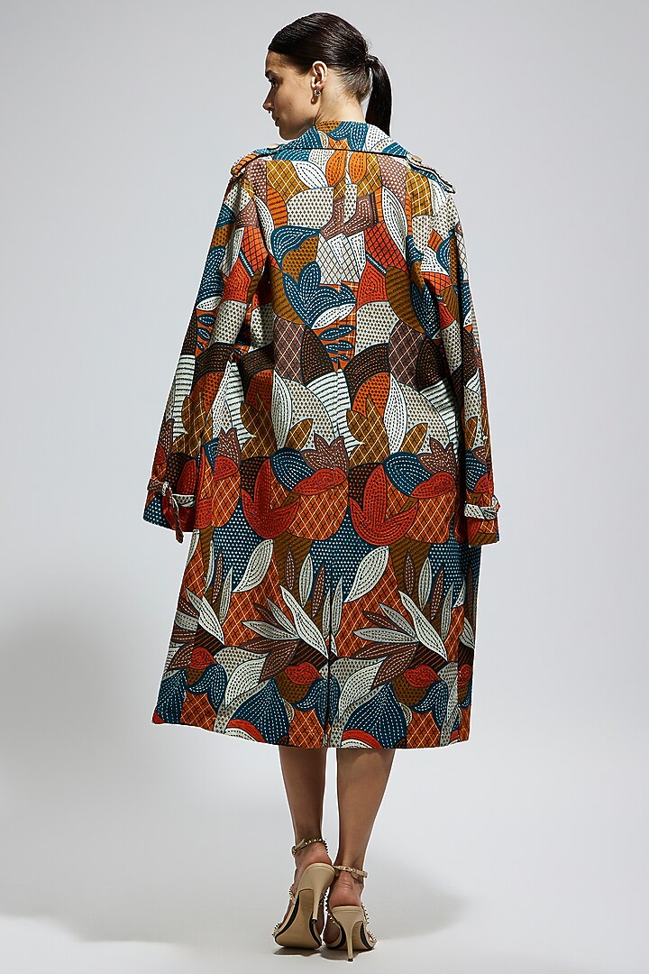 Multi-Colored Silk Trench Coat Design by SVA BY SONAM & PARAS MODI at ...