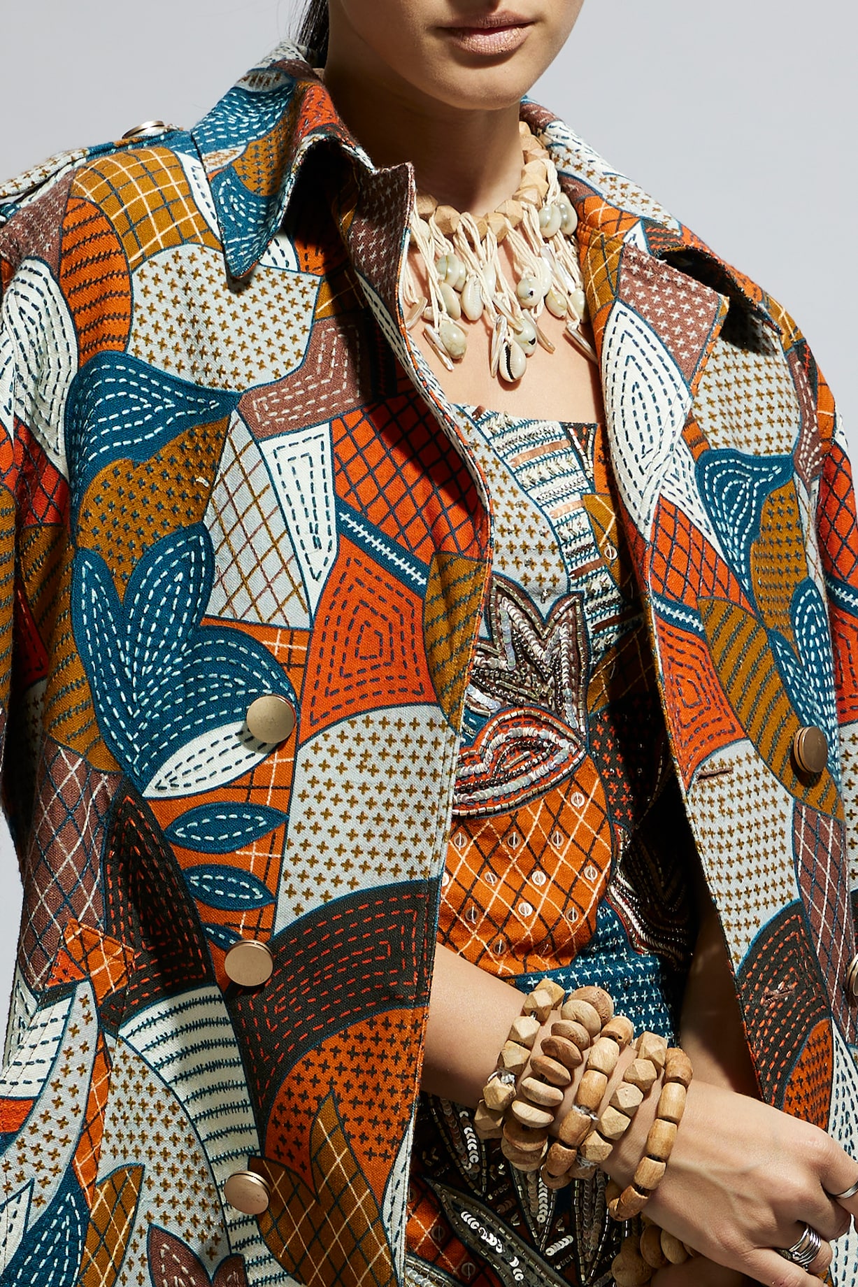 Multi-Colored Silk Trench Coat Design by SVA BY SONAM & PARAS MODI at ...