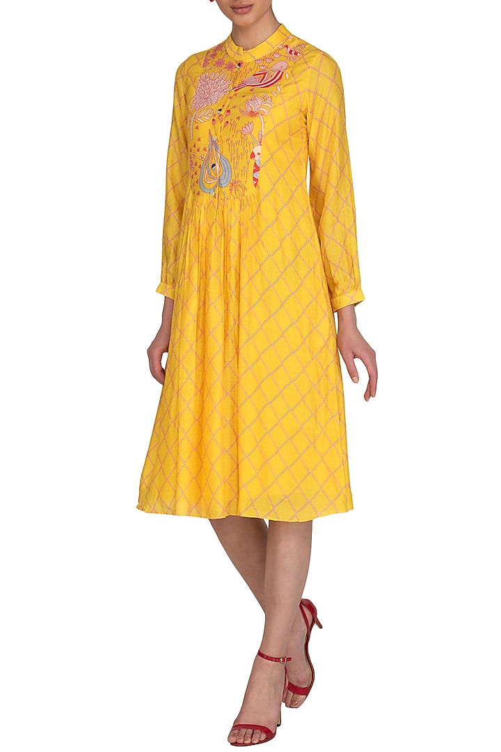 Yellow Jaal Motif Dress by Swati Vijaivargie at Pernia's Pop Up Shop 2025