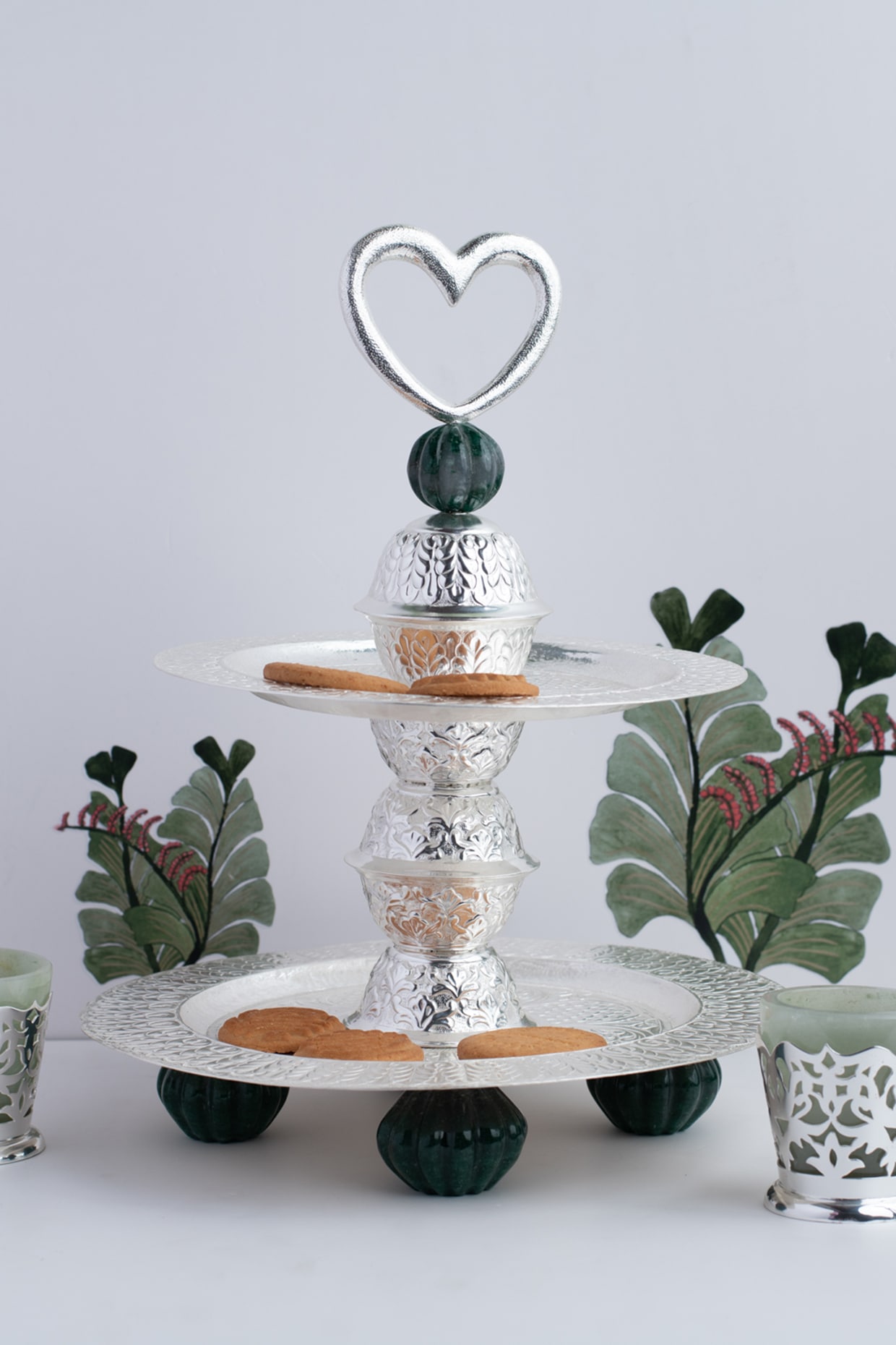 Silver Natural Stone & Brass Platter by SwatiN at Pernia's Pop Up Shop 2025