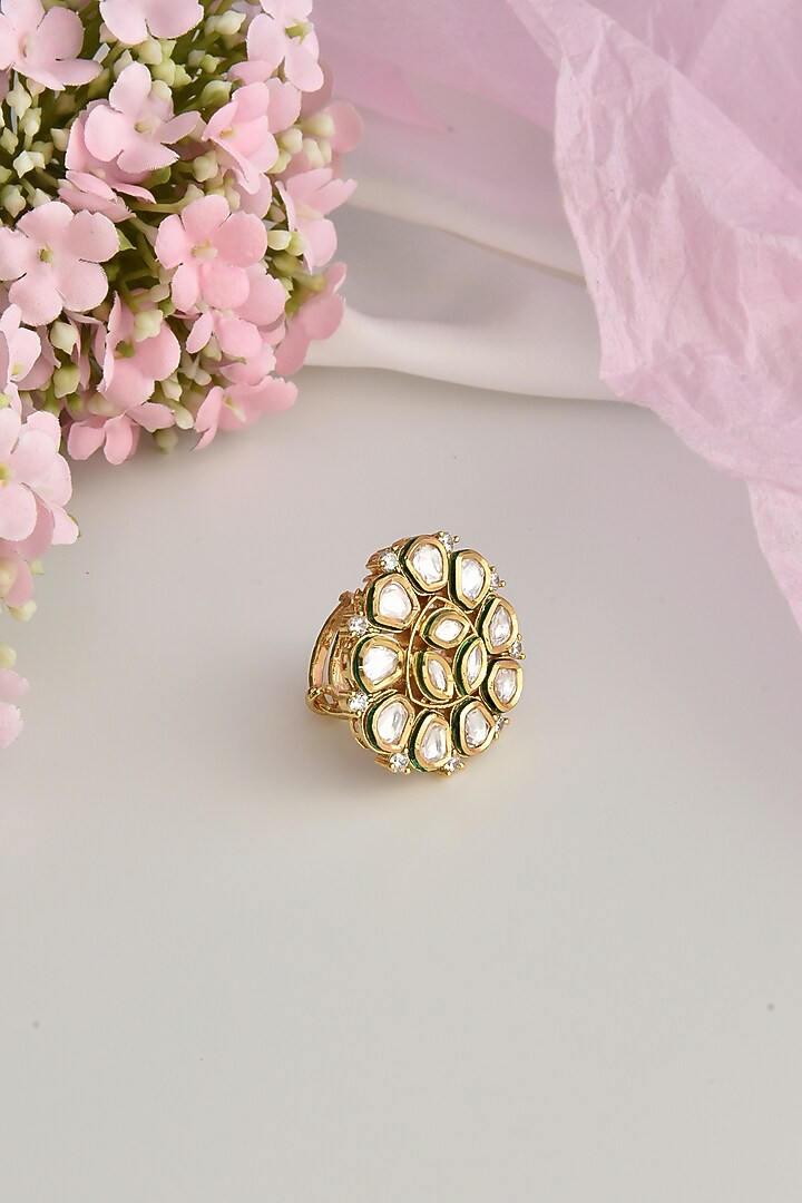 Gold Finish Kundan Polki Ring Design by Swabhimann Jewellery at Pernia ...