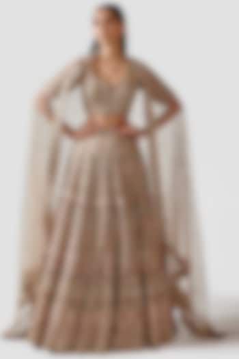 Nude Beige Hand Embroidered Bridal Lehenga Set By Swati Narula At Pernias Pop Up Shop 2024