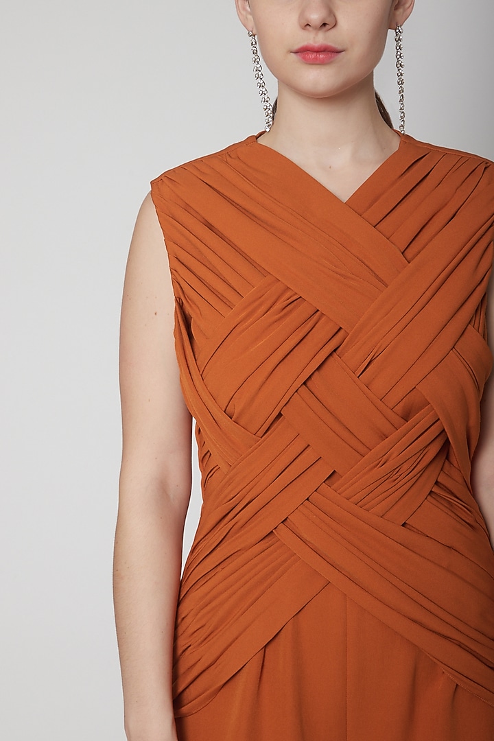 Orange Jumpsuit With Criss Cross Pleats by Swatee Singh at Pernia's Pop ...