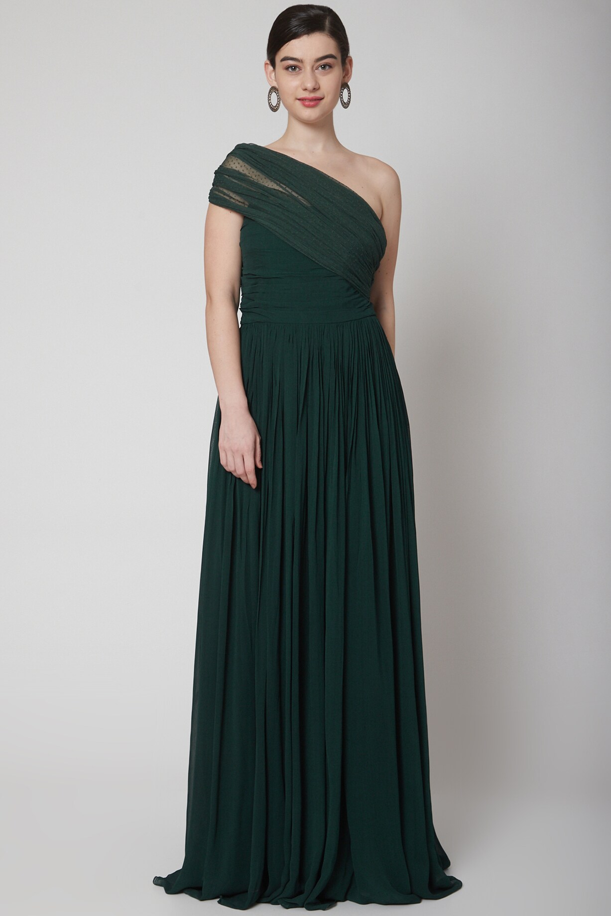 Mehendi Green One Shoulder Gown by Swatee Singh at Pernia's Pop Up Shop ...