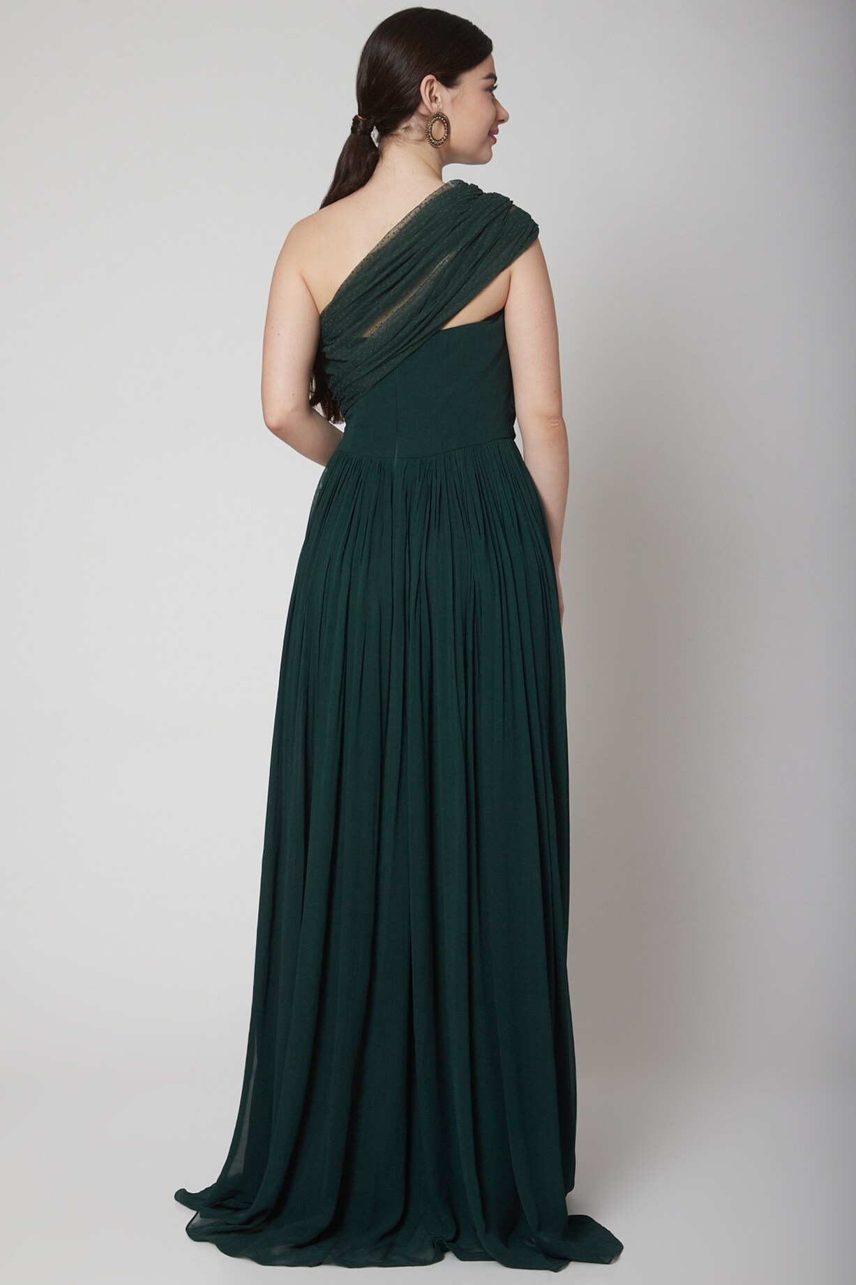 Mehendi Green One Shoulder Gown by Swatee Singh at Pernia's Pop Up Shop ...