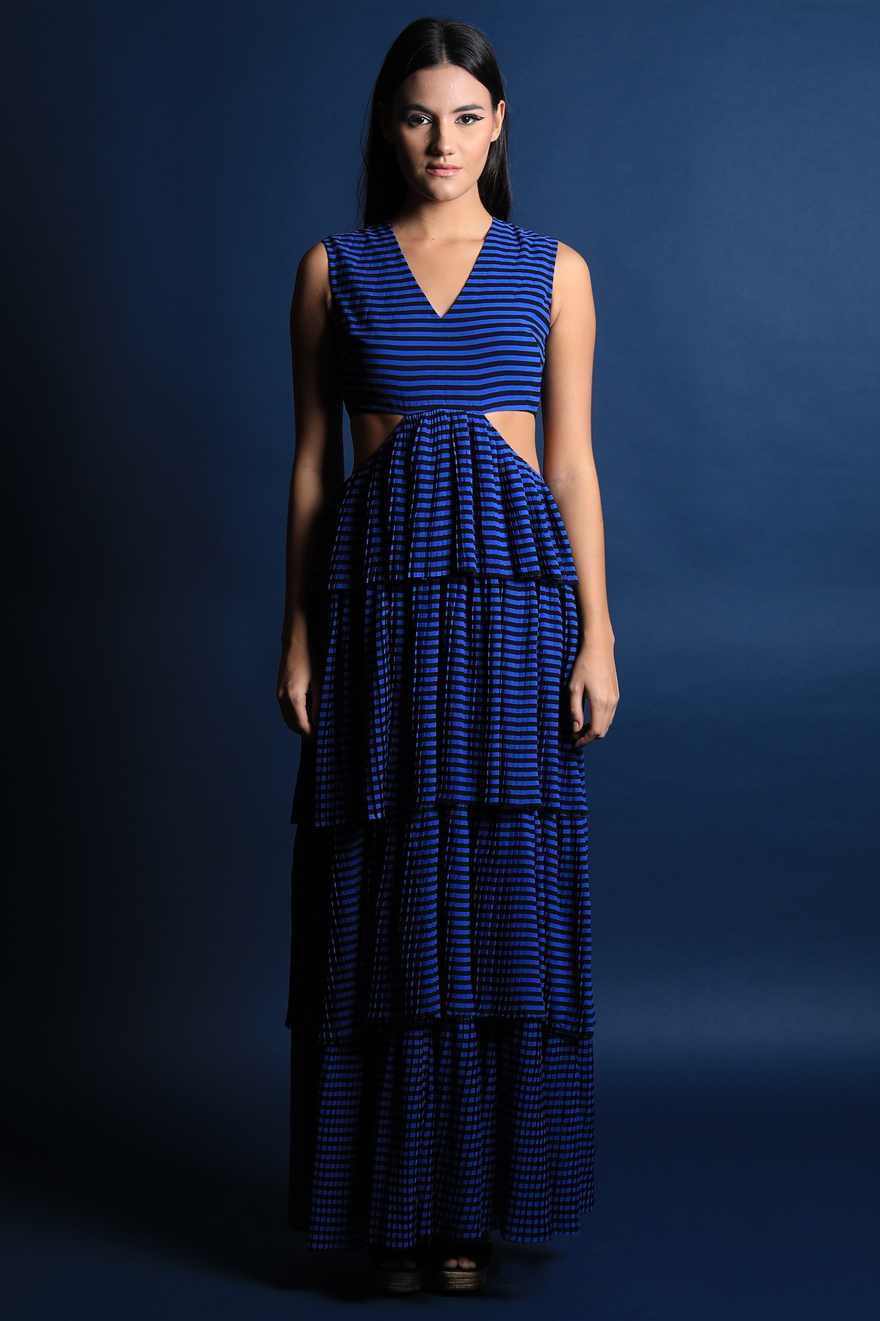 Blue Georgette Maxi Dress by Swatee Singh at Pernia's Pop Up Shop 2025