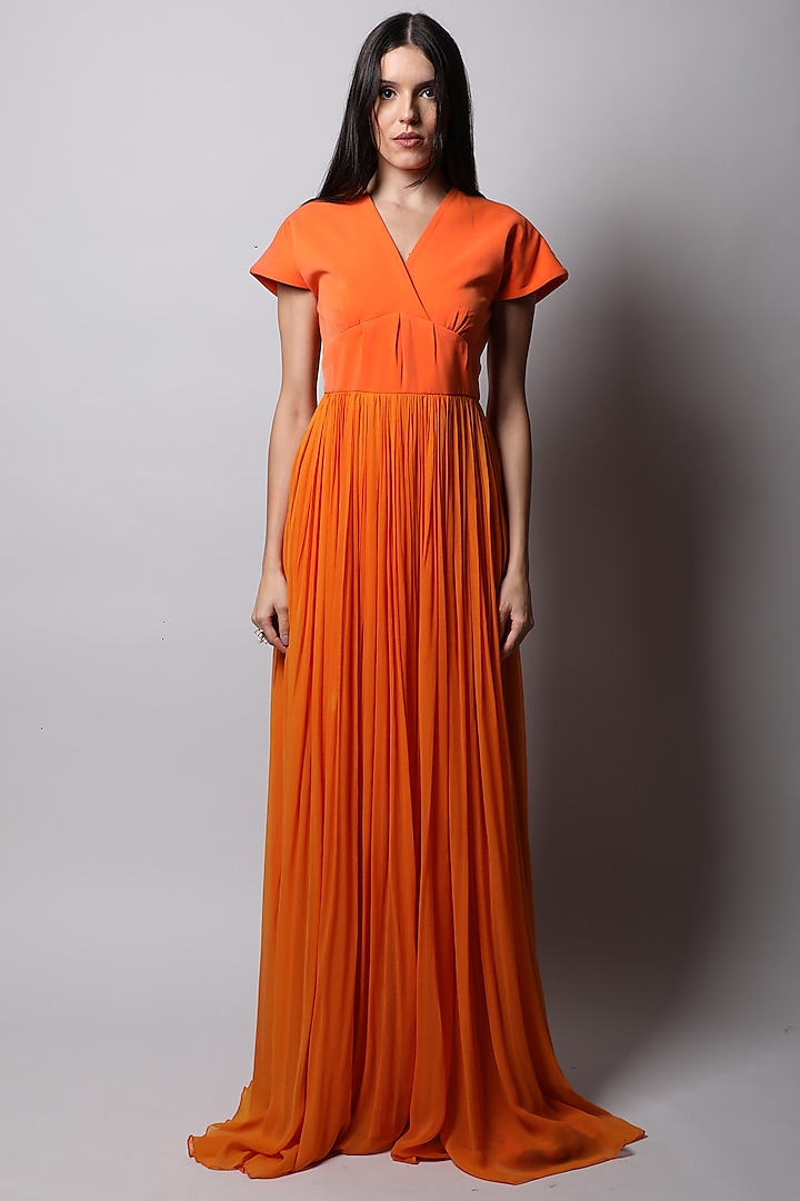 Orange Georgette Gown by Swatee Singh at Pernia's Pop Up Shop 2025