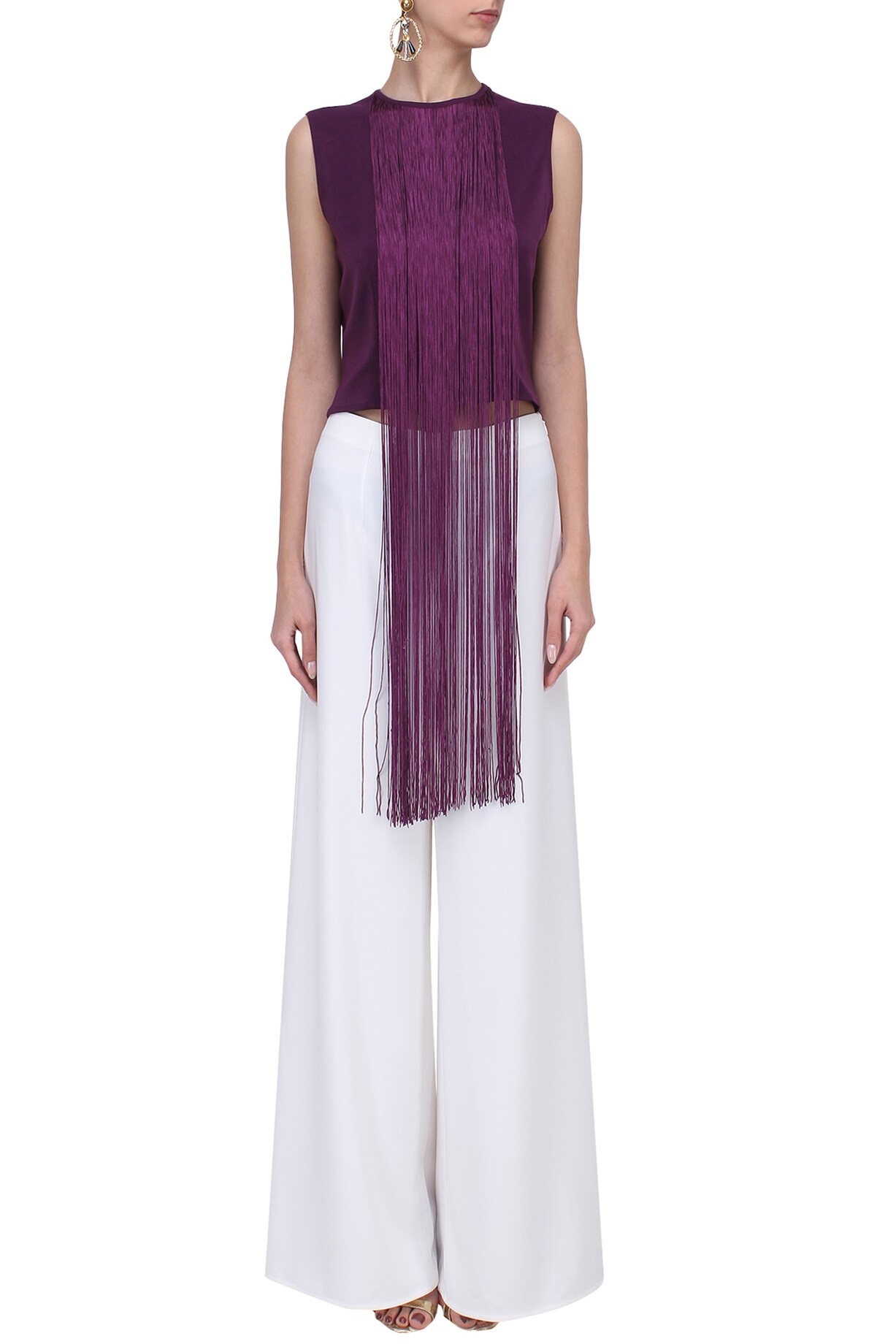 Purple fringe crop top available only at Pernia's Pop Up Shop. 2025