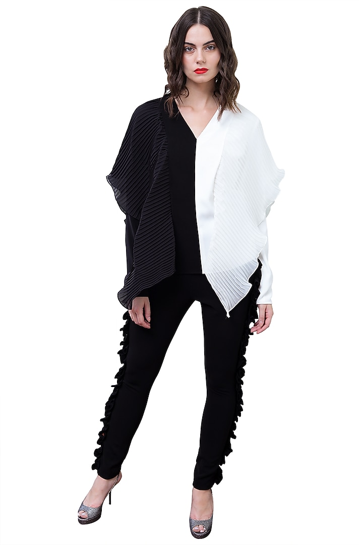 Black and ivory pleated top by Swatee Singh at Pernia's Pop Up Shop 2025