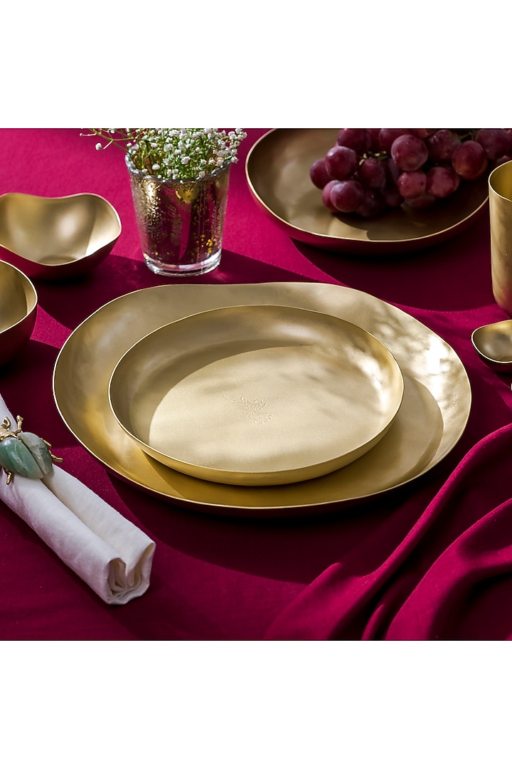 Matte Brass Dinner Set Of 7 Design by Table Manners at Pernia's Pop Up ...