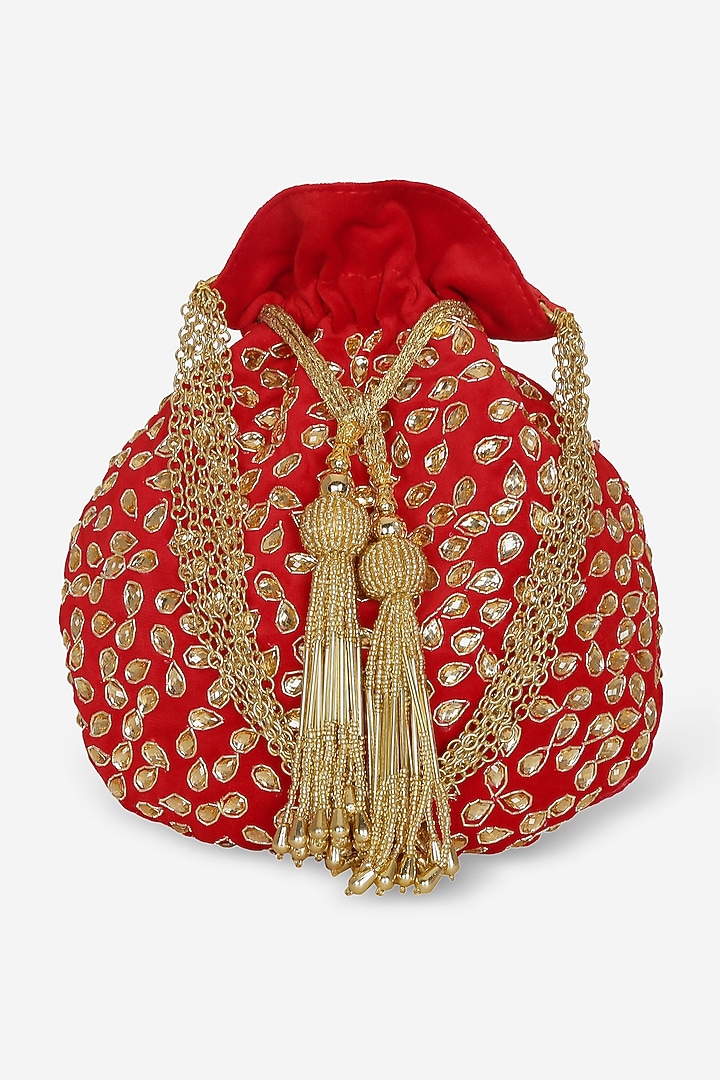 Red Zardosi Embellished Potli Design by Tarini Nirula at Pernia's Pop ...