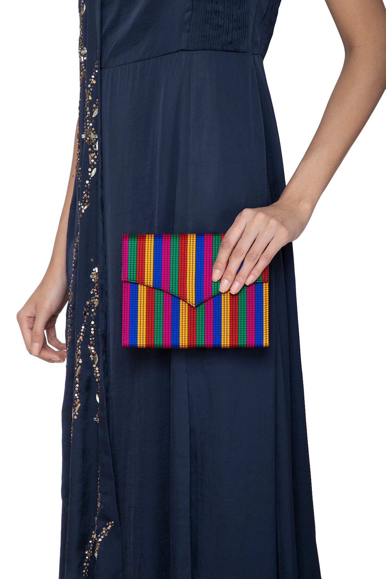 Multi Colored Jacquard Clutch by Tarini Nirula at Pernia's Pop Up Shop 2024