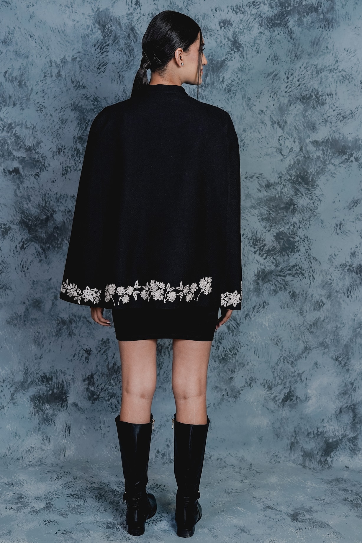 Black Embroidered Cape by Taroob at Pernia's Pop Up Shop 2026