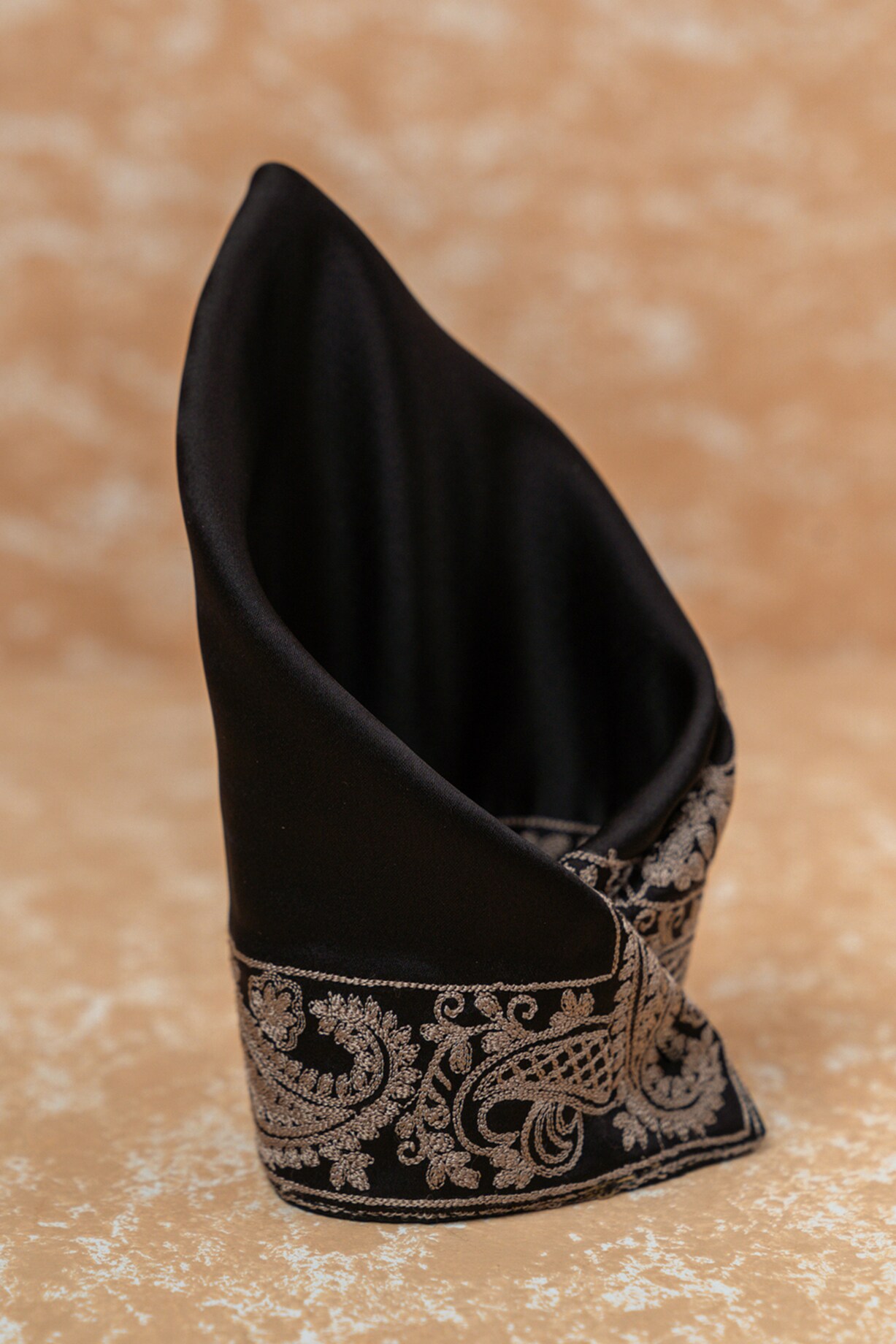 Black Polyester Embroidered Pocket Square Design by TASVA at Pernia's ...