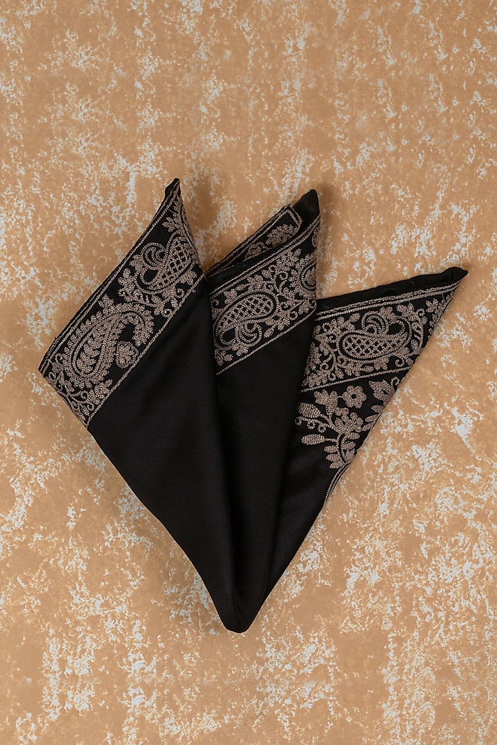 Black Polyester Embroidered Pocket Square Design by TASVA at Pernia's ...