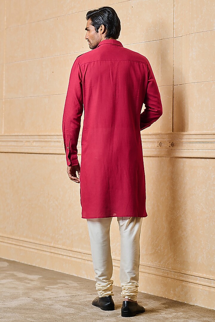 Buy TASVA Maroon Cotton Pathani Kurta at Pernia'sPopUpShopMen 2024