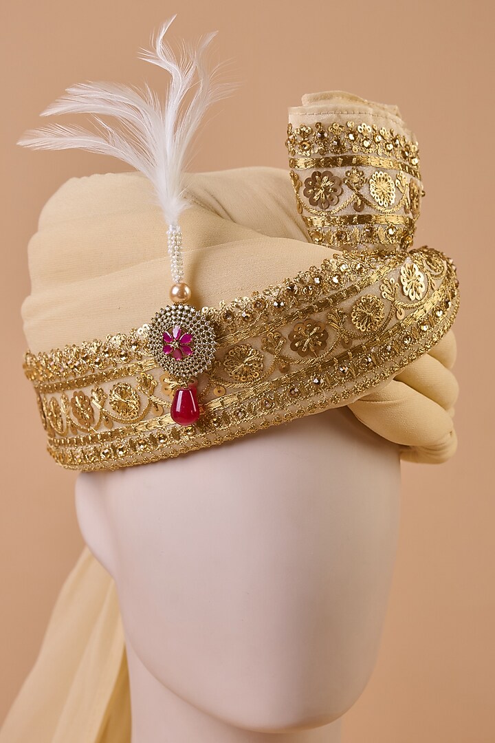 Gold Georgette Embroidered Safa Design by TASVA at Pernia's Pop Up Shop ...